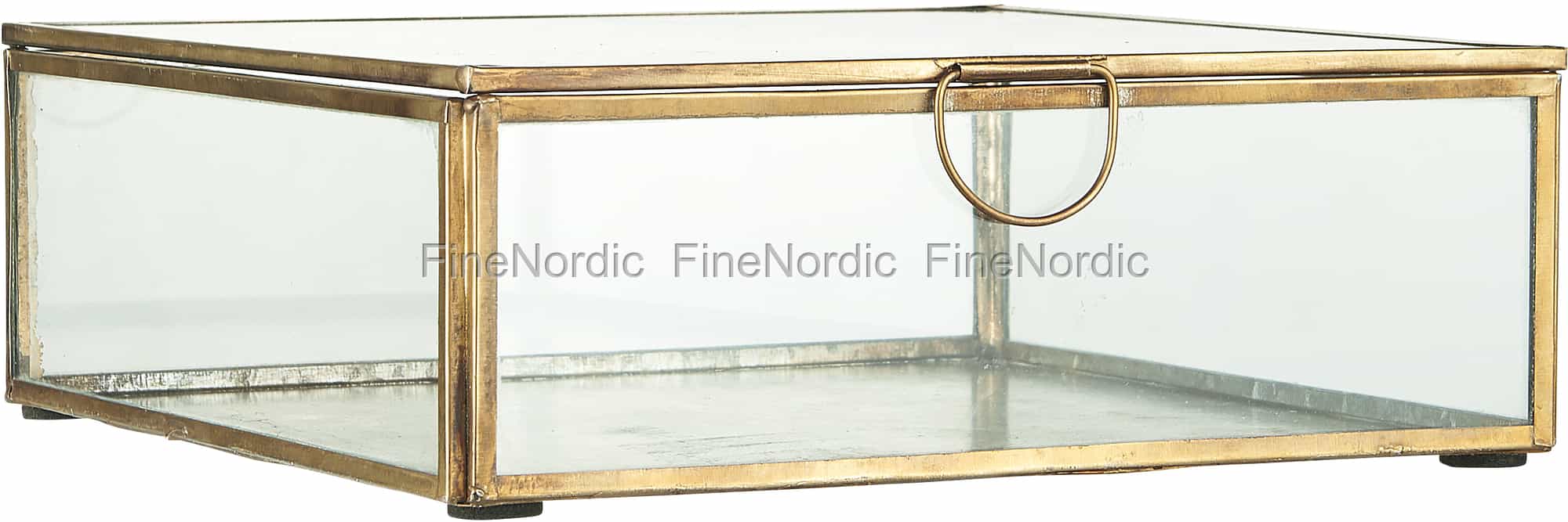 Ib Laursen Glass Box with Lid Square Brass