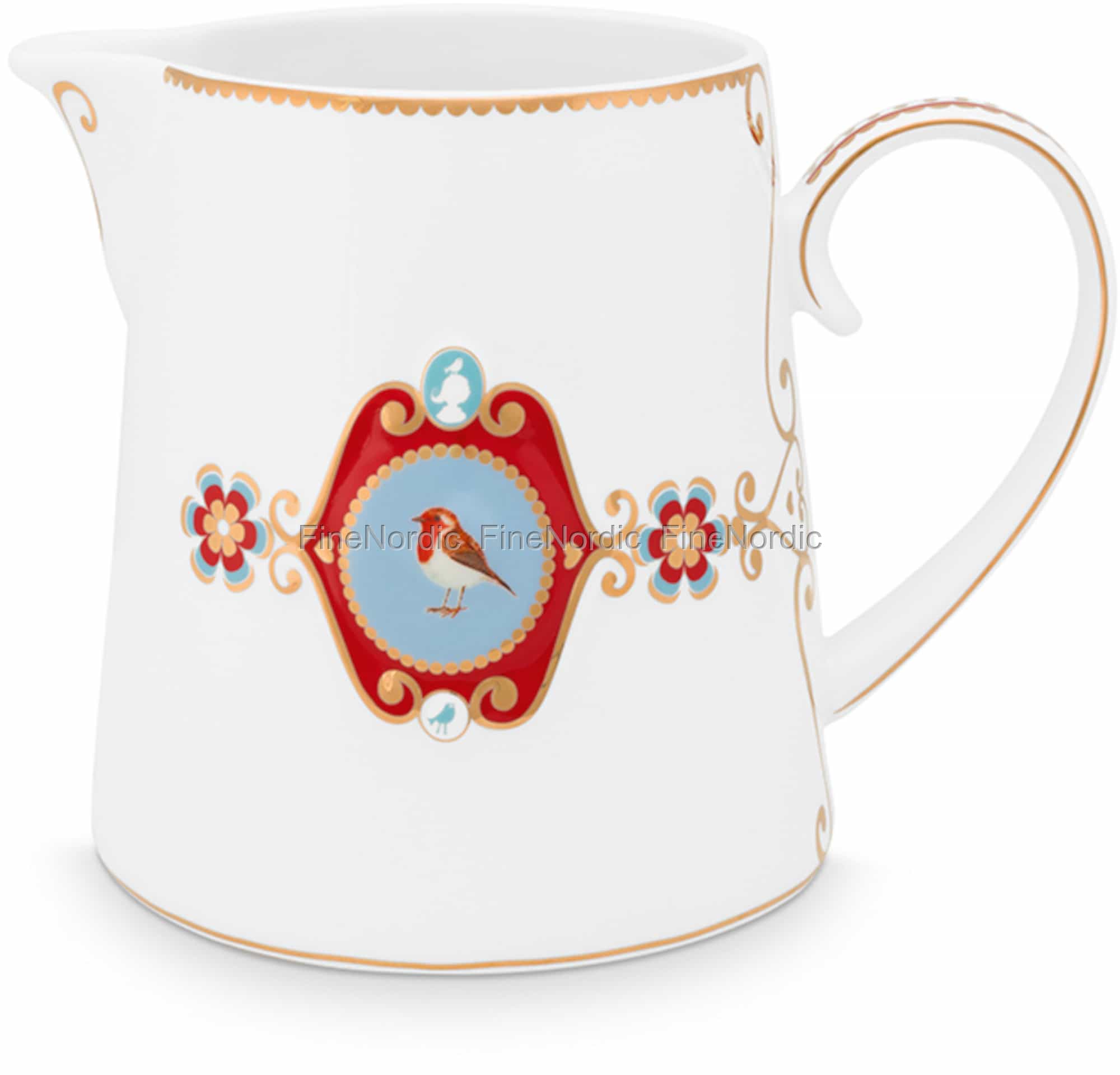Pip Studio Jug Large Love Birds Medallion White 900 ml