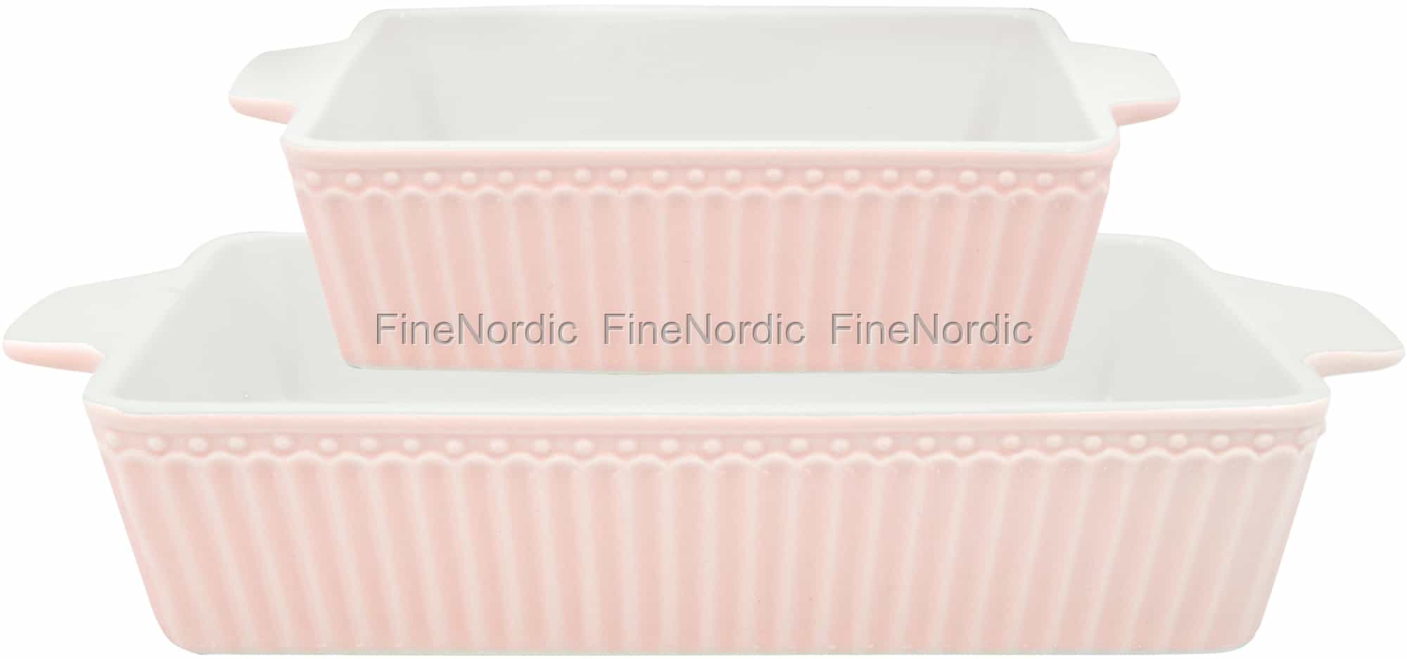 GreenGate Oven Dishes Alice Pale Pink Rectangular Set of 2 Small