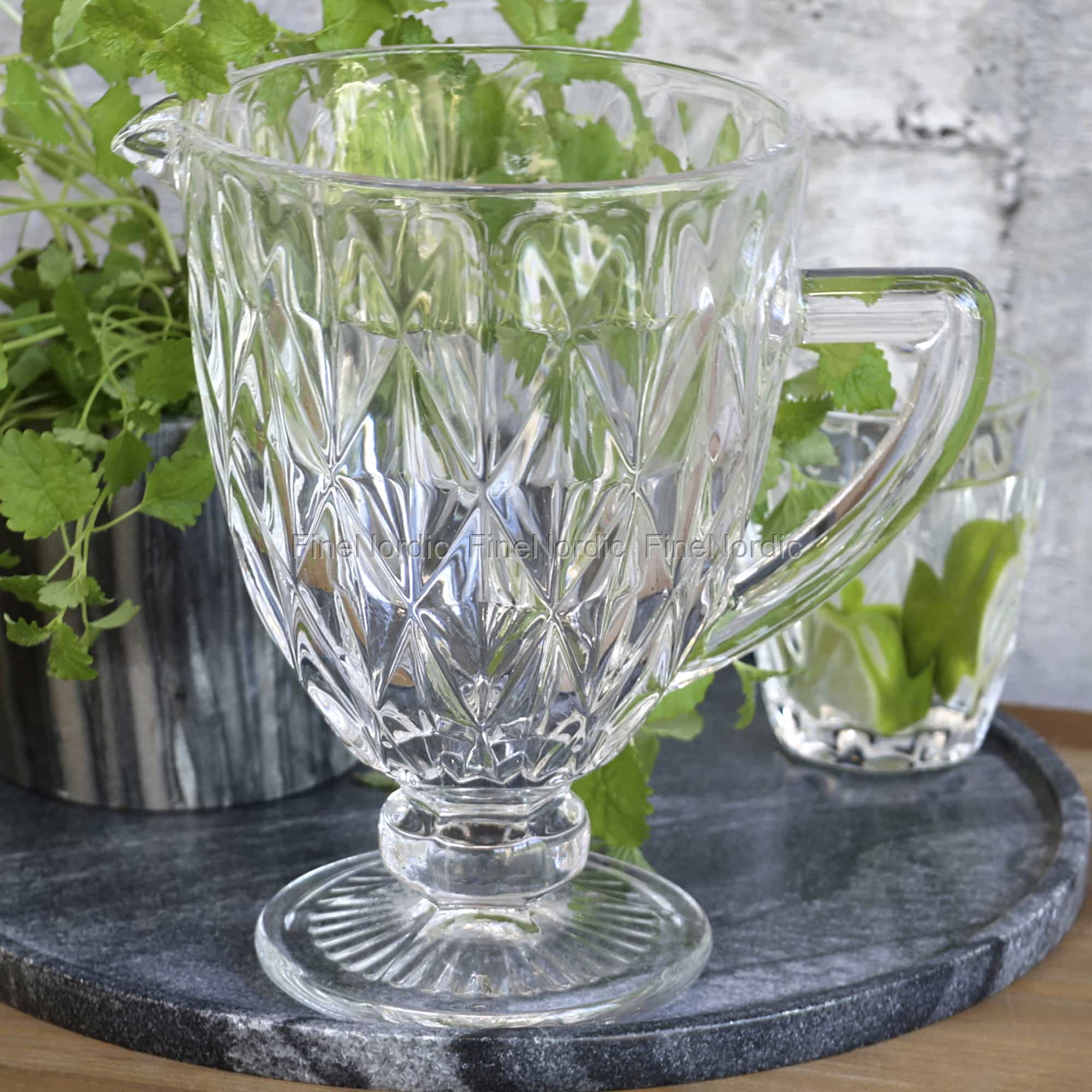 Chic Antique Glass Jug with Diamond Cut Clear