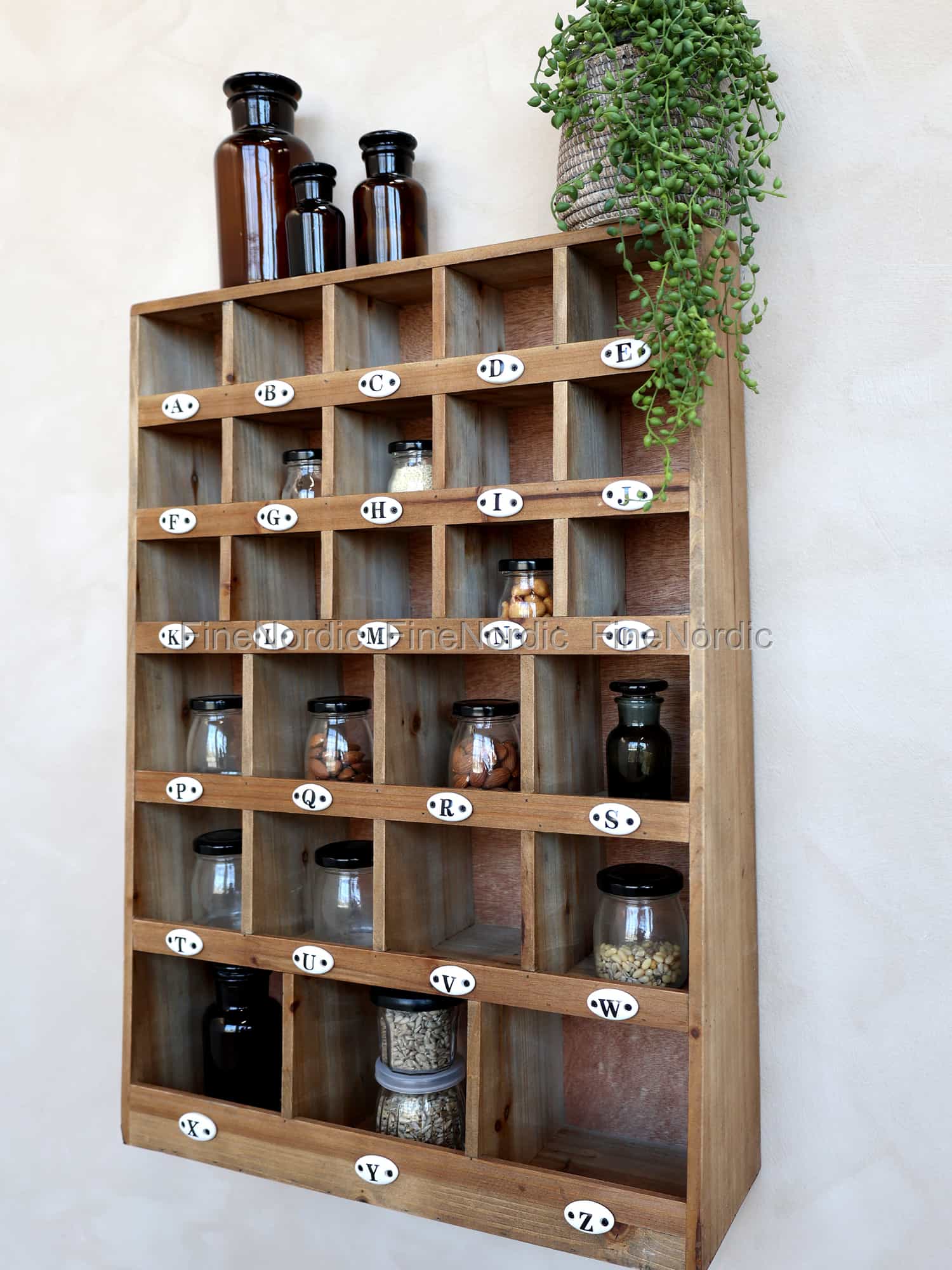 Chic Antique Sorting Shelf with Porcelain Numbers