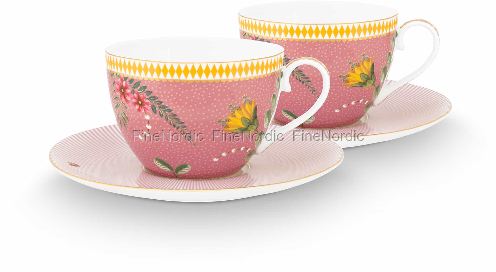 Pip Studio Cups & Saucers La Majorelle Pink Set of 2 in Gift Box