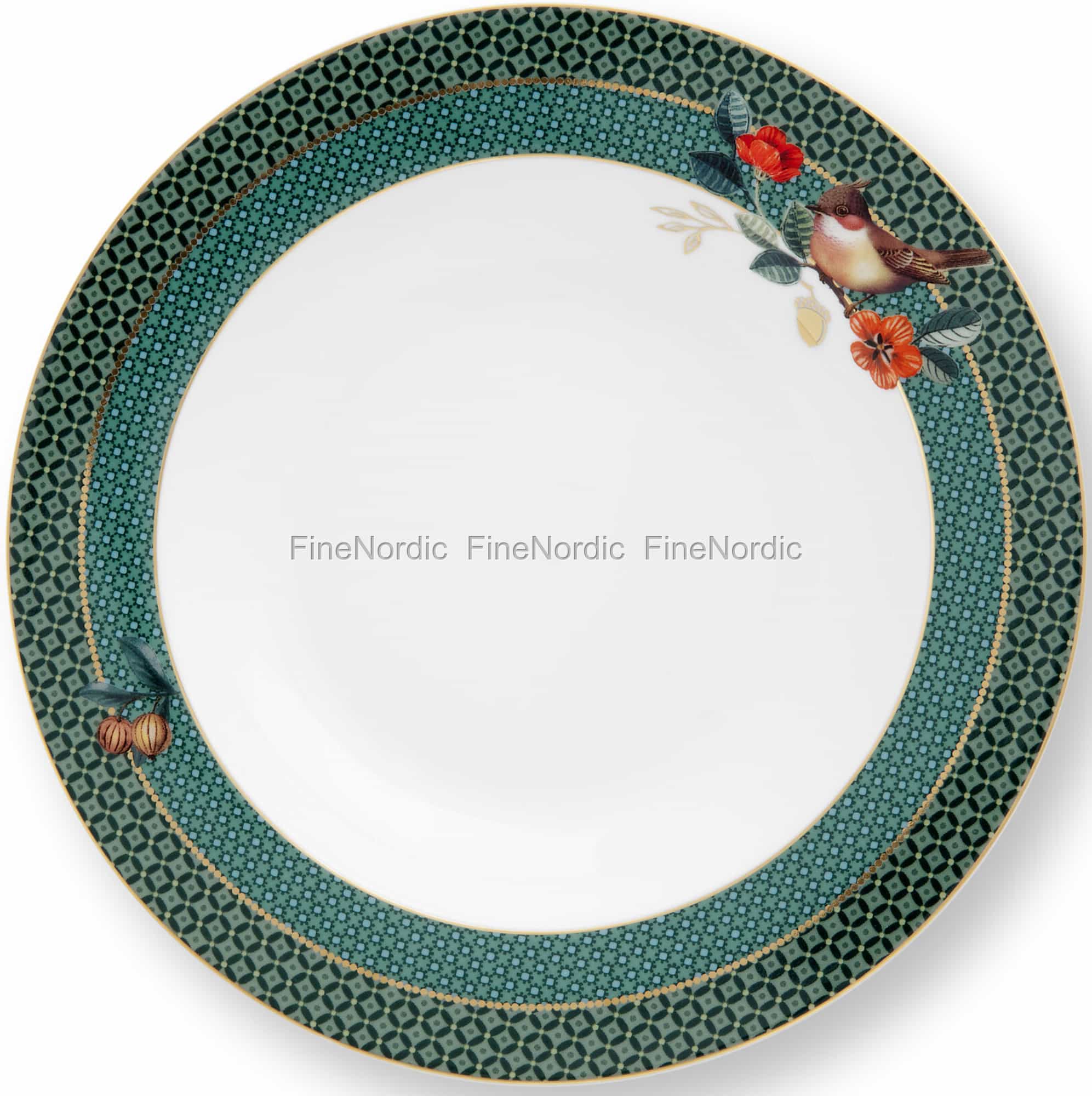 Pip Studio Deep Plate Winter Wonderland Bird Green 21.5 cm