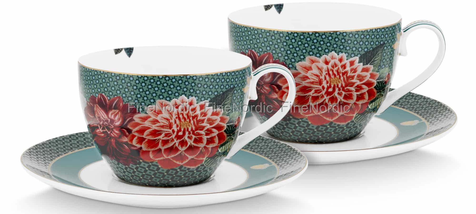 Pip Studio Cups & Saucers Winter Wonderland Dove Green Set of 2 in Gift Box