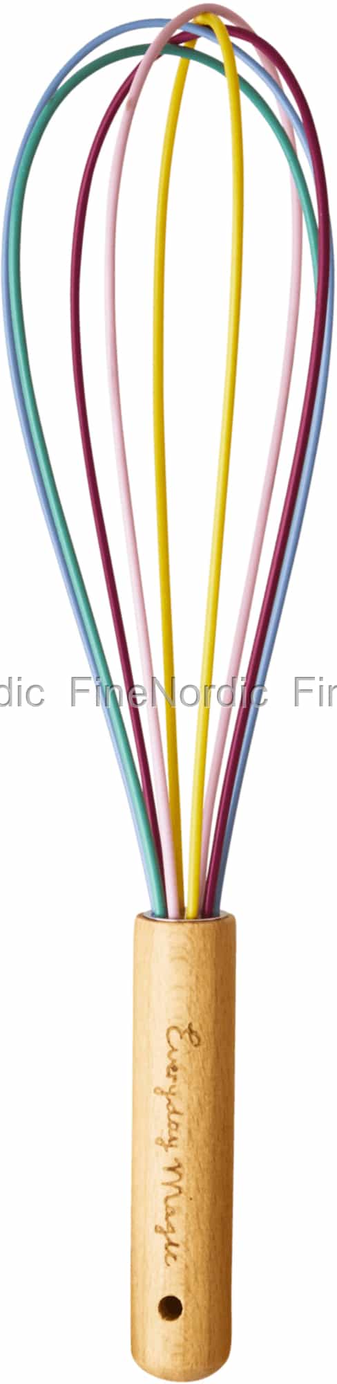 Rice Silicone Whisk - Wooden Handle - Dance Out Colors - Medium