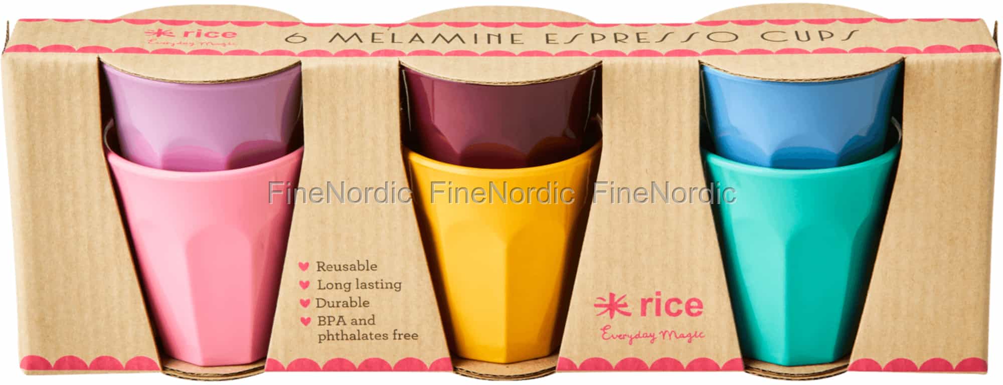 Rice Melamine Espresso Cups - Dance Out Colors - Set of 6 in Giftbox