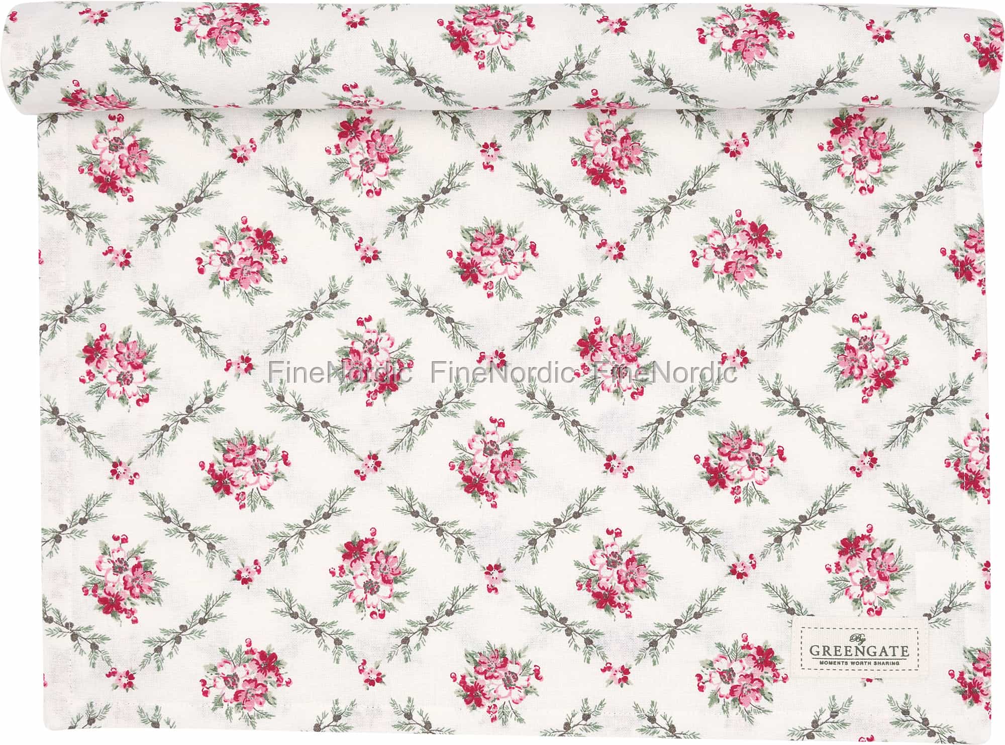 GreenGate Table Runner Gry White