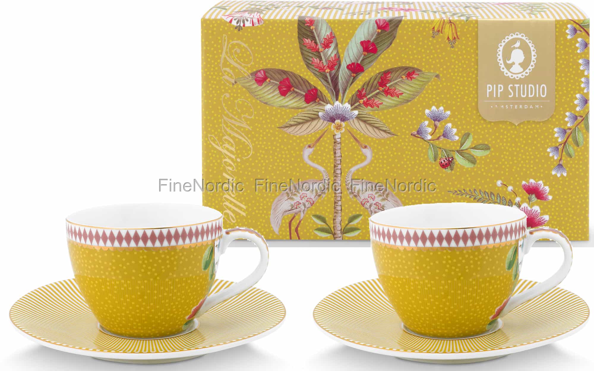Pip Studio Cups & Saucers La Majorelle Yellow Set of 2 in Gift Box