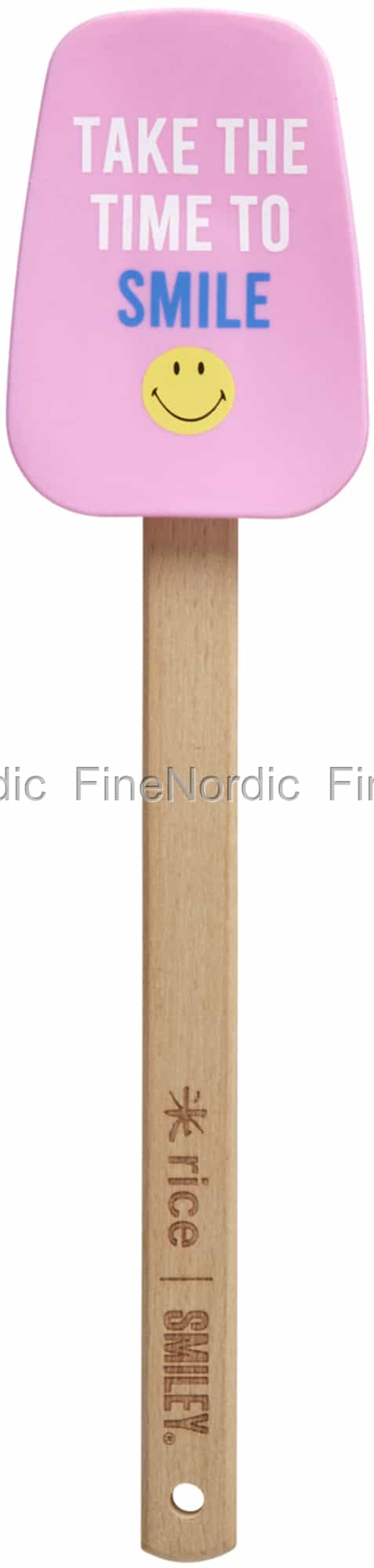 Rice Silicone Scraper - Bamboo Handle - Smiley - Pink