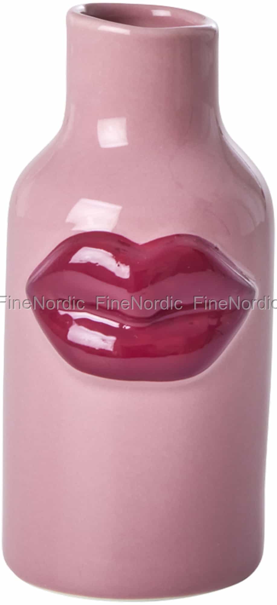 Rice Ceramic Vase - Lips - Pink - Ekstra Small