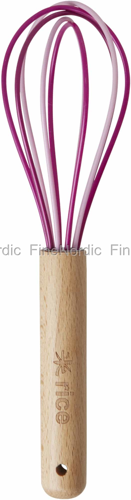 Rice Silicone Whisk - Wooden Handle - Plum - Small