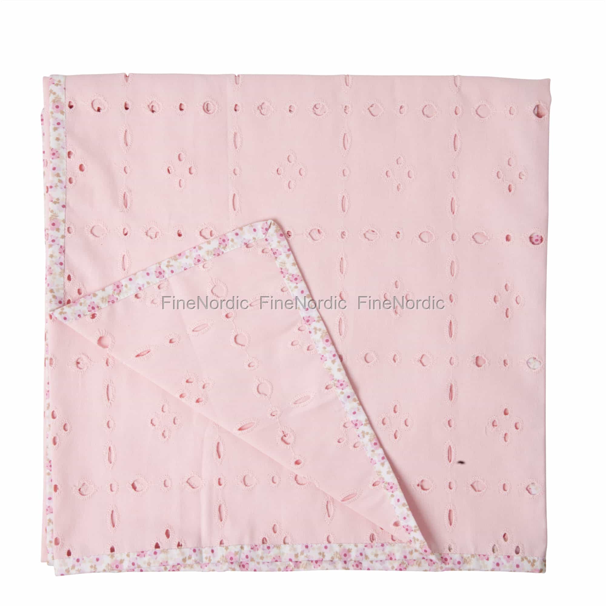 Rice Table Cloth Broidery Anglaise with Flower Print Edge - Pink 100 x ...