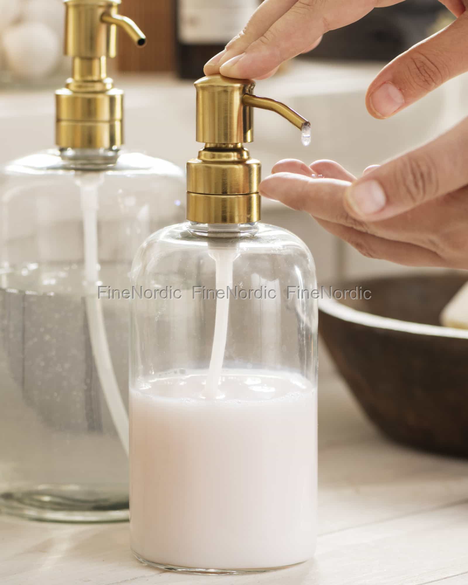 Ib Laursen Soap Dispenser Small with Brass Coloured Pump Stainless Steel