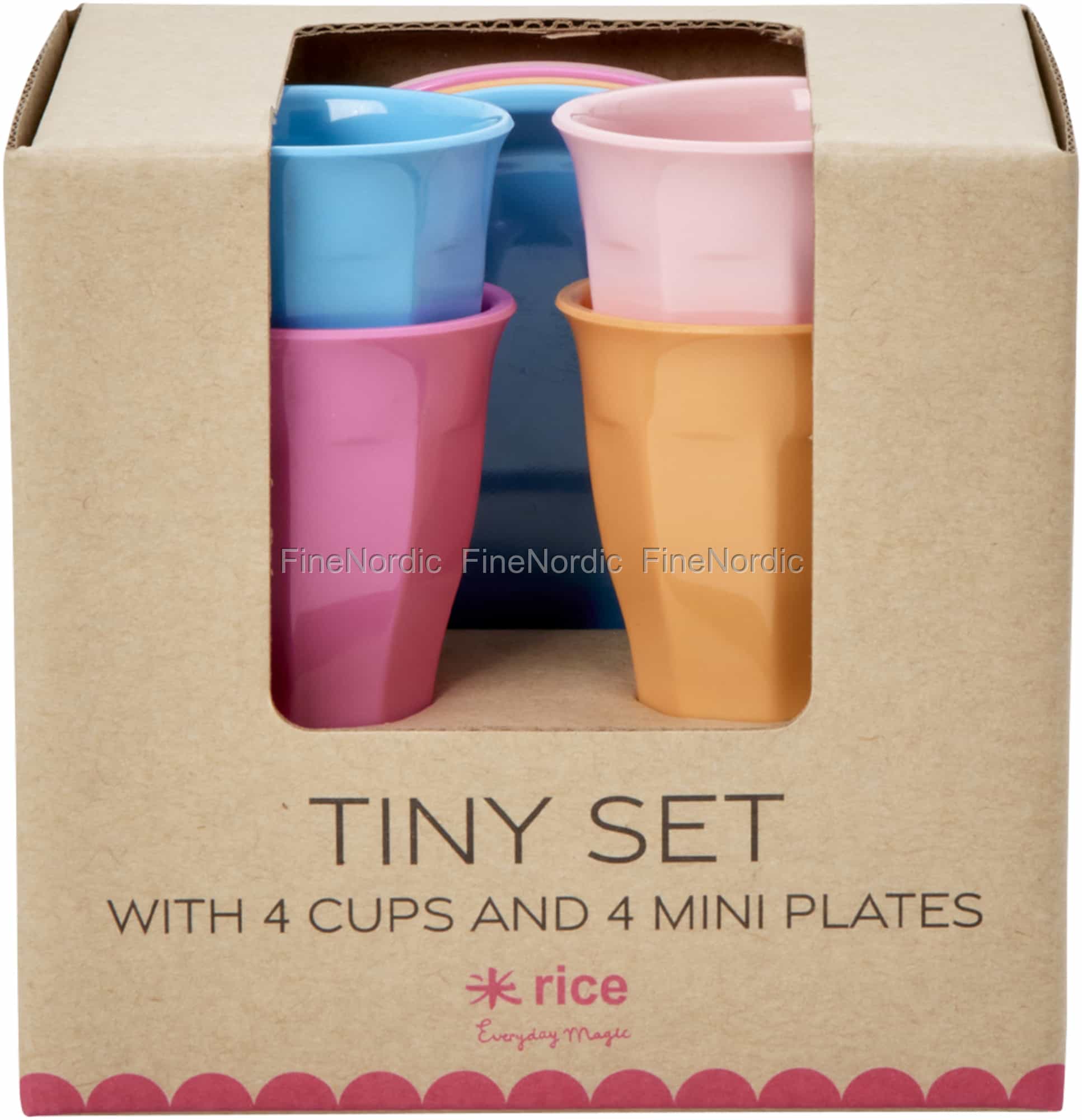 Rice Melamine Mini Set - 4 Mini Cups and 4 Mini Plates in Giftbox