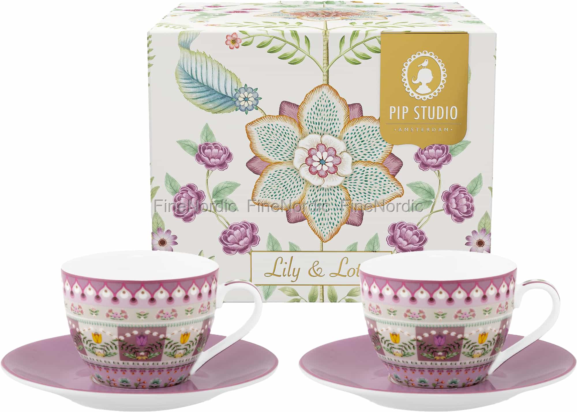 Pip Studio Espresso Cups & Saucers Lily & Lotus Set of 2 in Gift Box