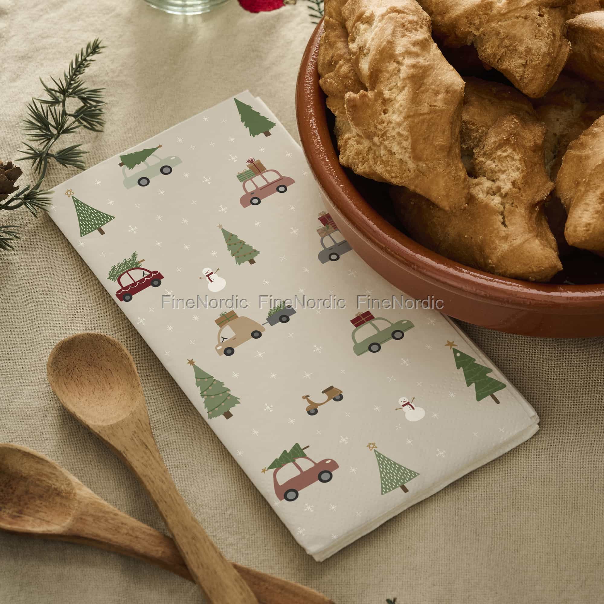 Ib Laursen Paper Napkins Cars and Christmas Trees 16 pcs