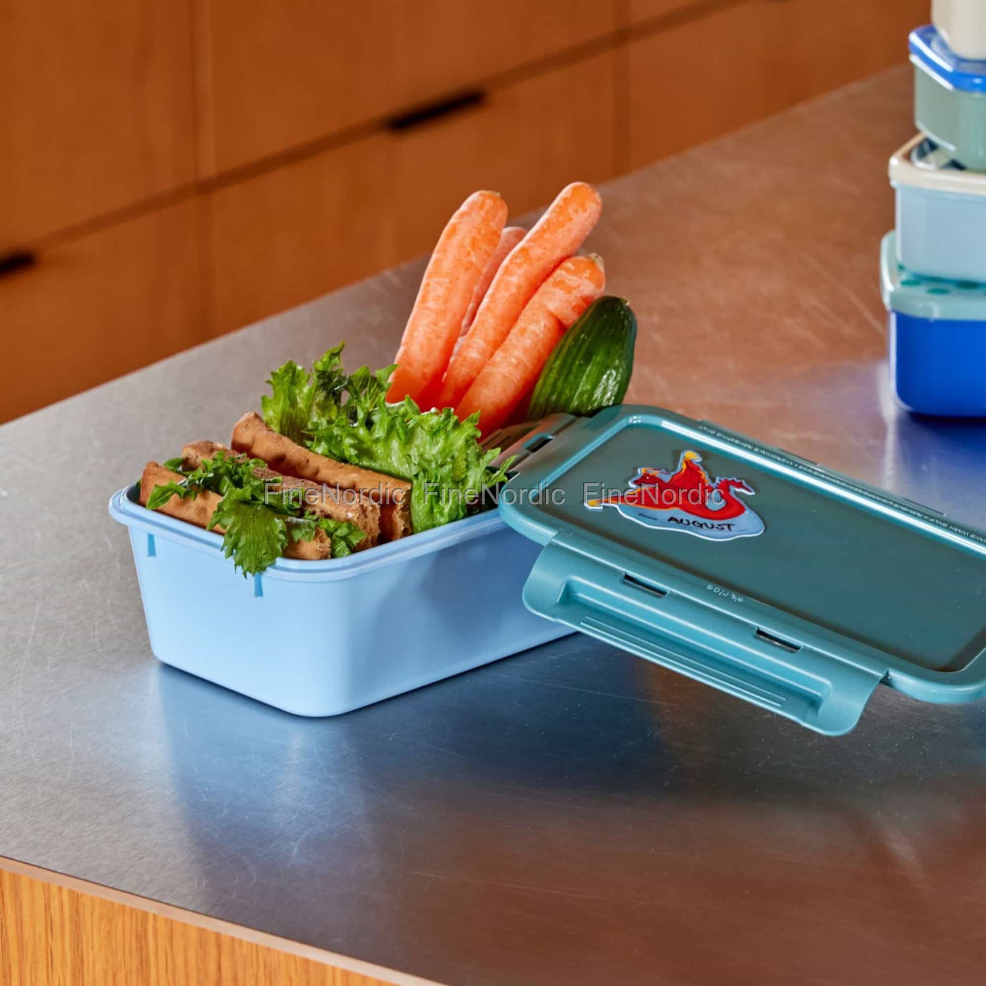 Rice Lunch Box - 3 Inserts - Green and Blue