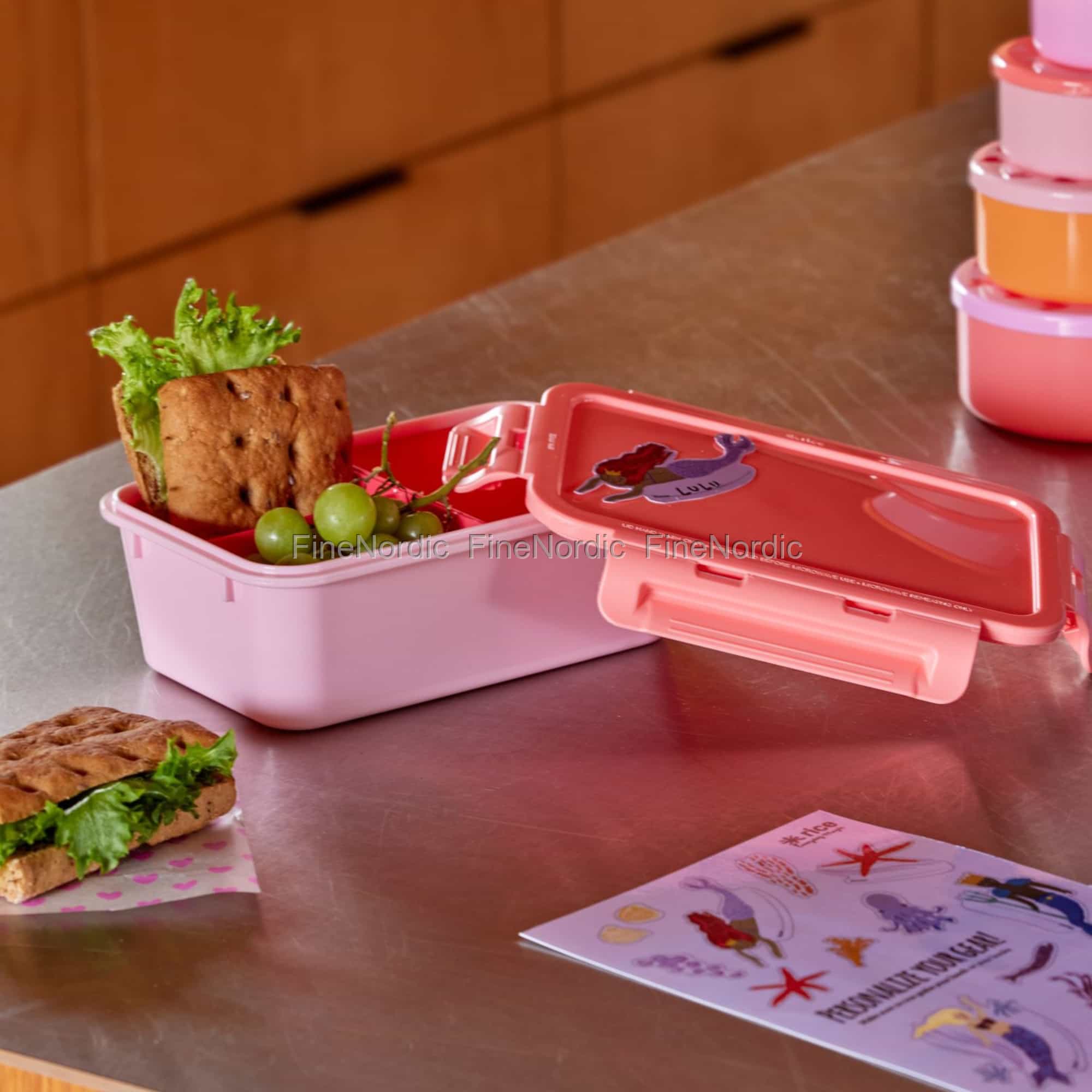 Rice Lunch Box - 3 Inserts - Coral and Red