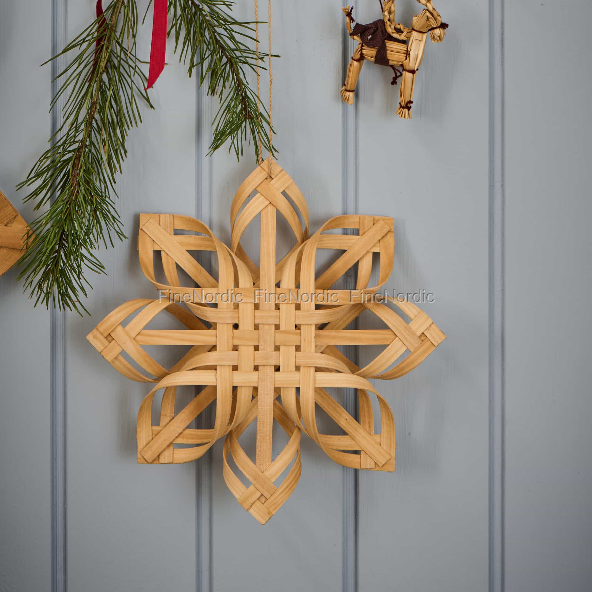 Ib Laursen Snowflake for Hanging Braided Chip Wood Small