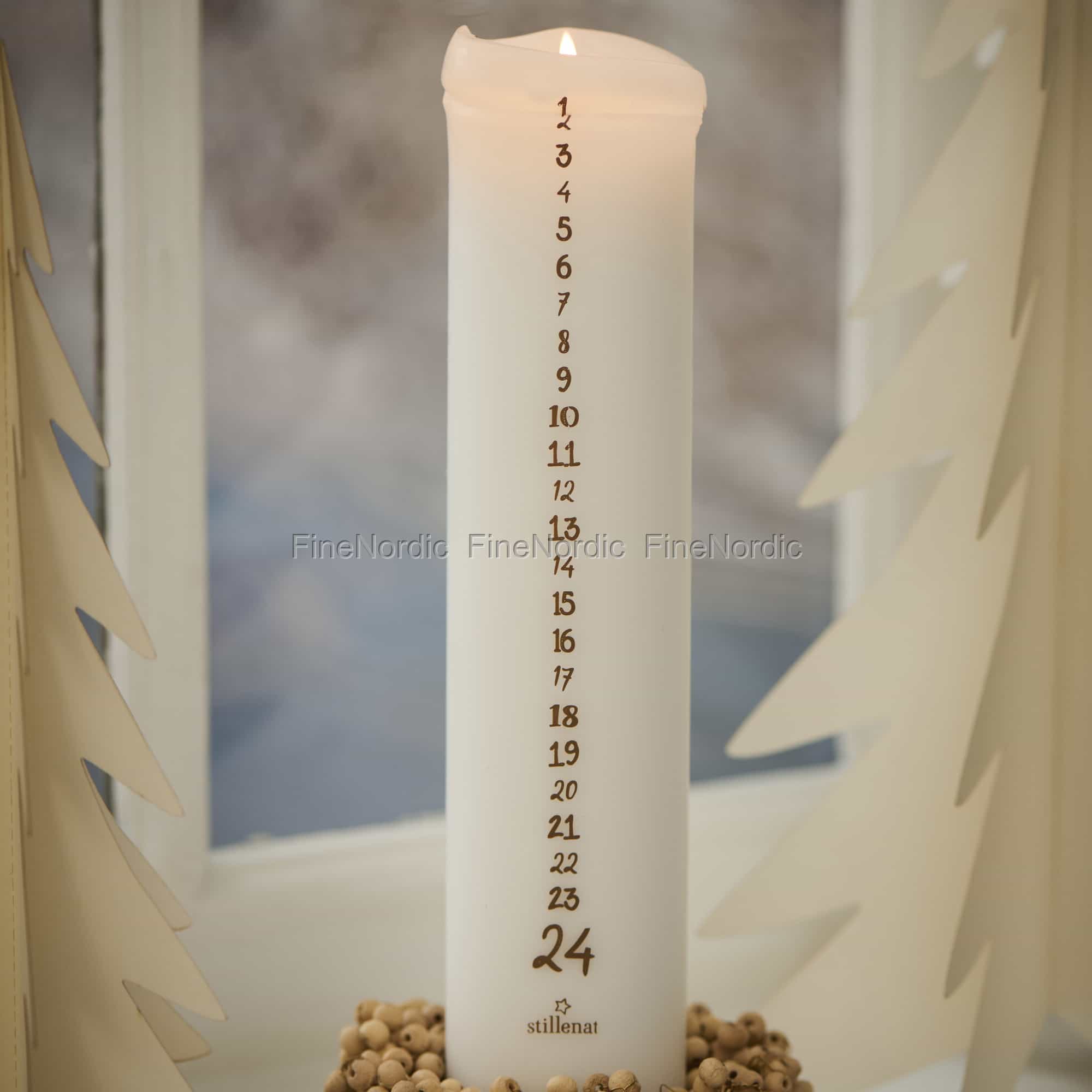 Ib Laursen Calendar Candle 1-24 White with Brown Numbers