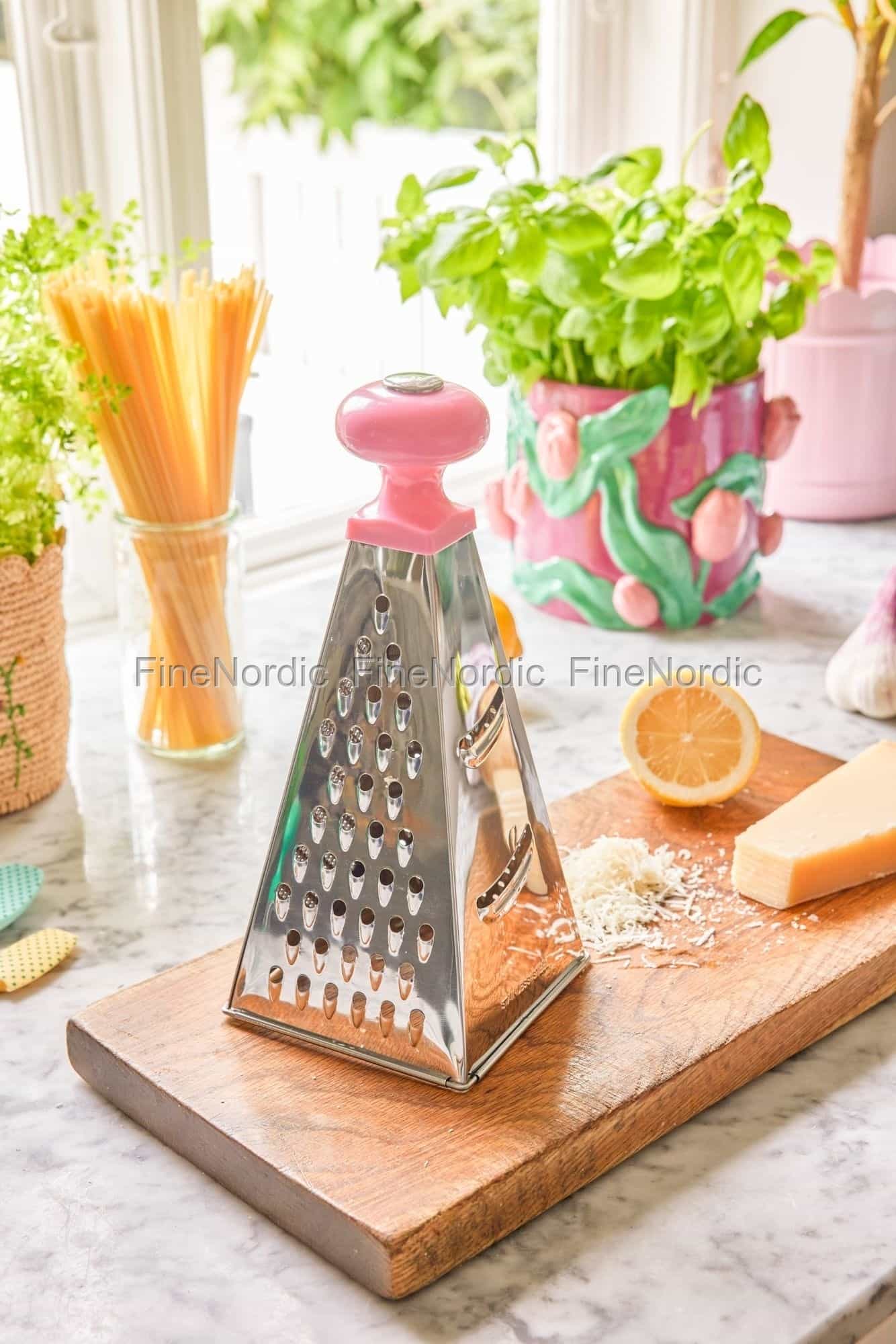 Rice Stainless Steel Grater with Pink Handle