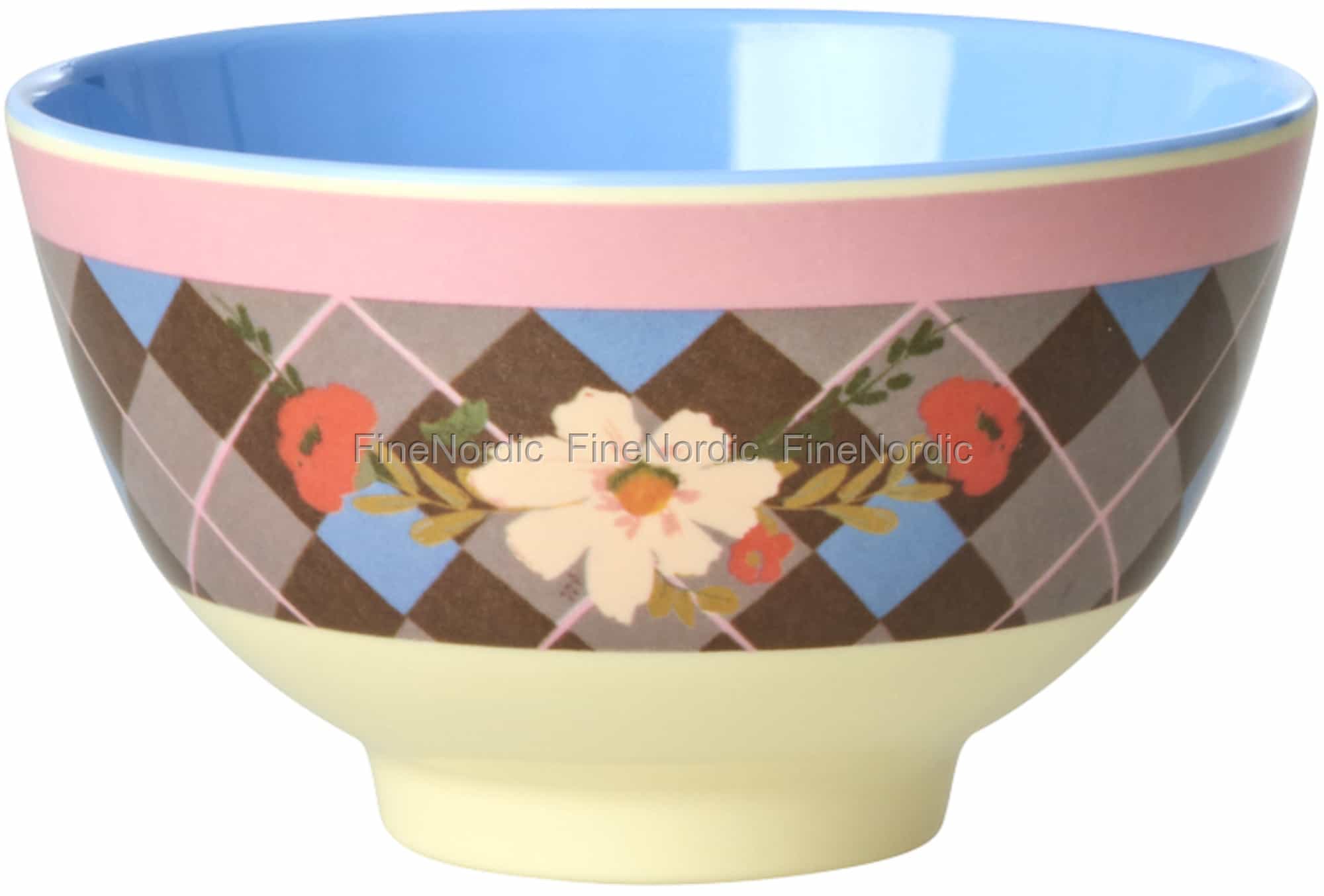 Rice Melamine Bowl - "Gorgeous Tile" - Soft Brown - Small