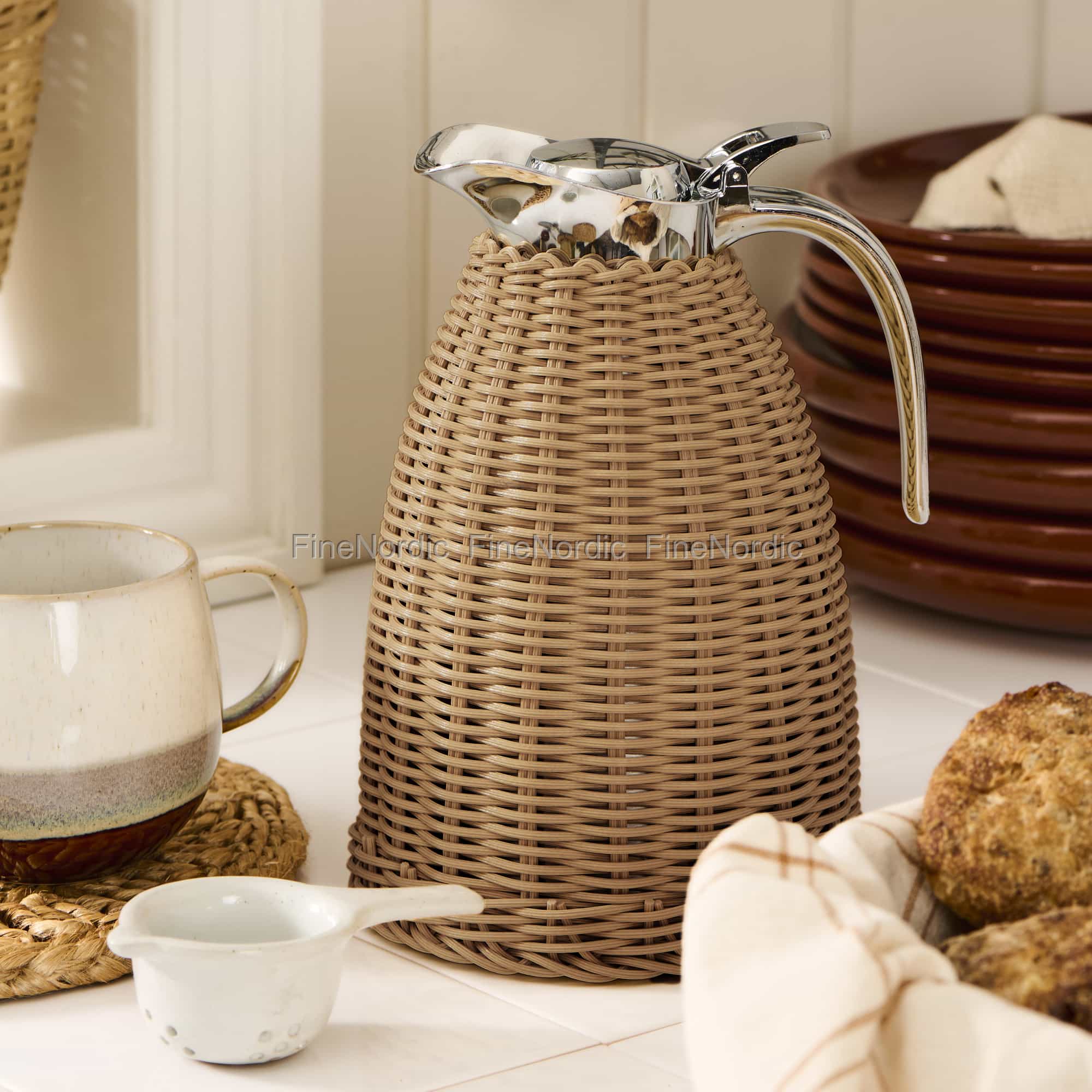 Ib Laursen Thermos Brown Poly Rattan Braid 1.5 Liter