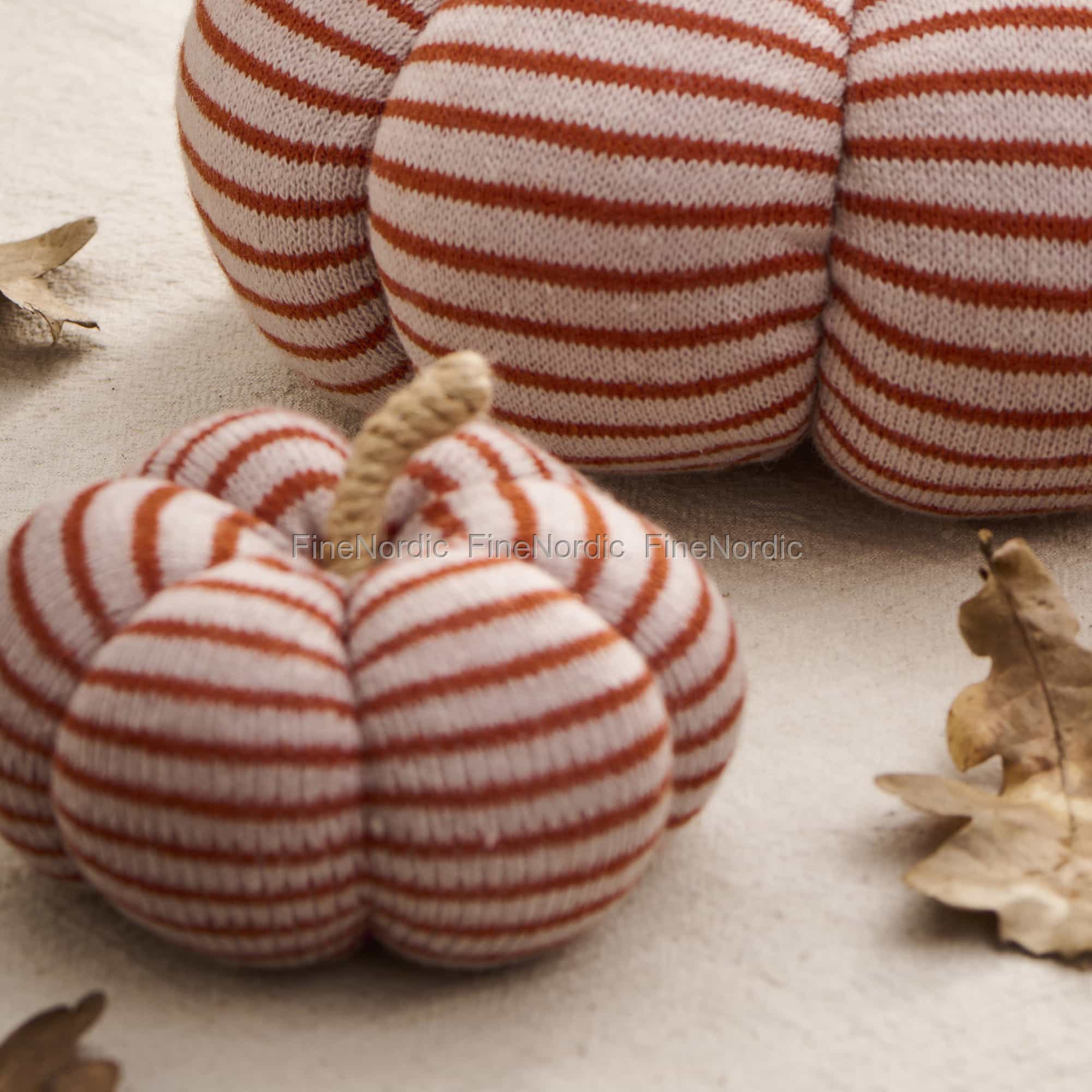 Ib Laursen Decorative Pumpkin Small Beige with Rust Coloured Stripes