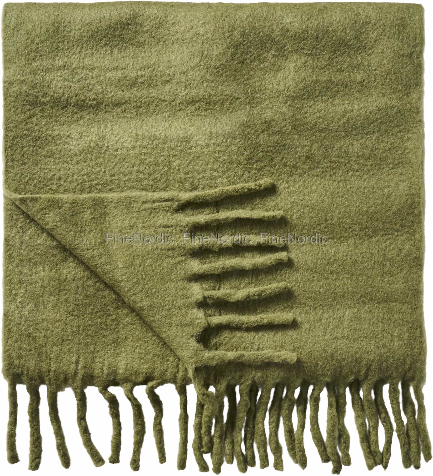 Ib Laursen Throw Olive Green with Fringes 130 x 170 cm