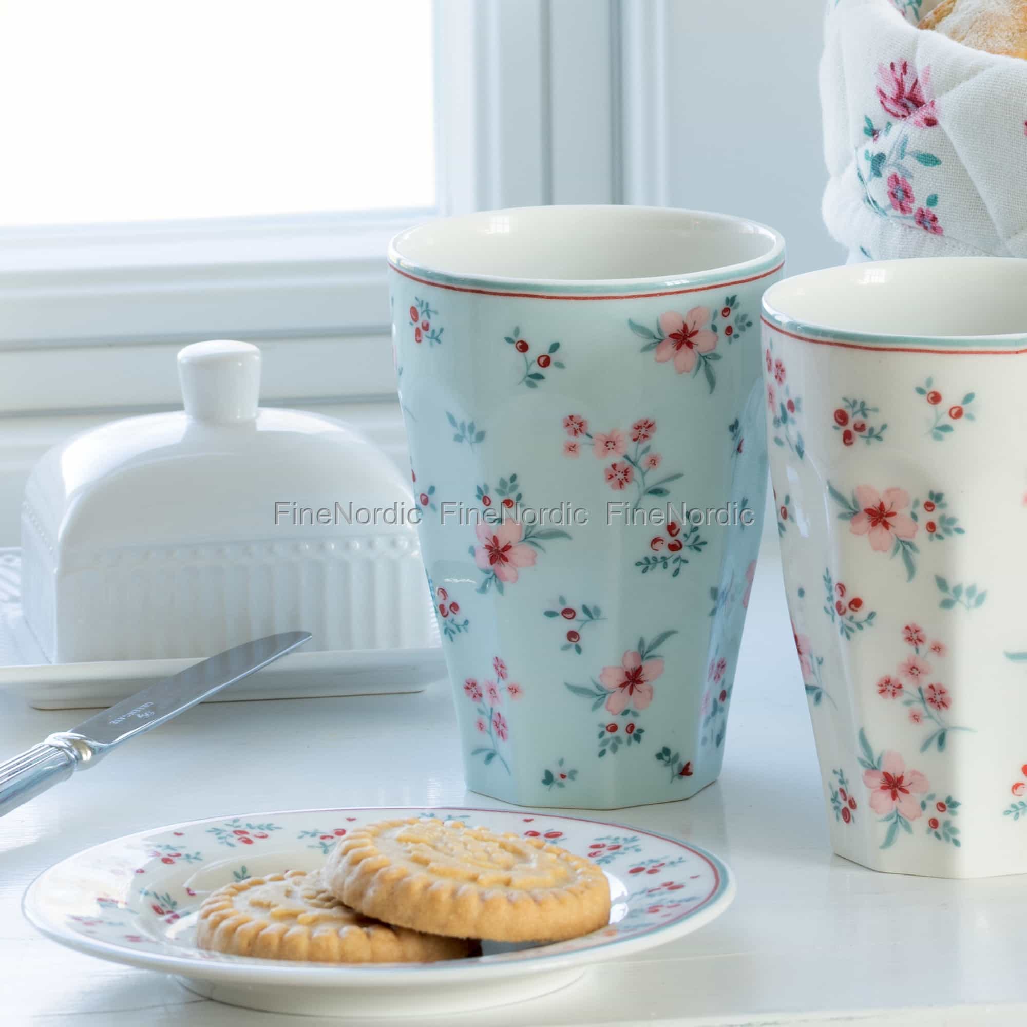 GreenGate Sila Pale Blue French Latte Cup | Floral Mug