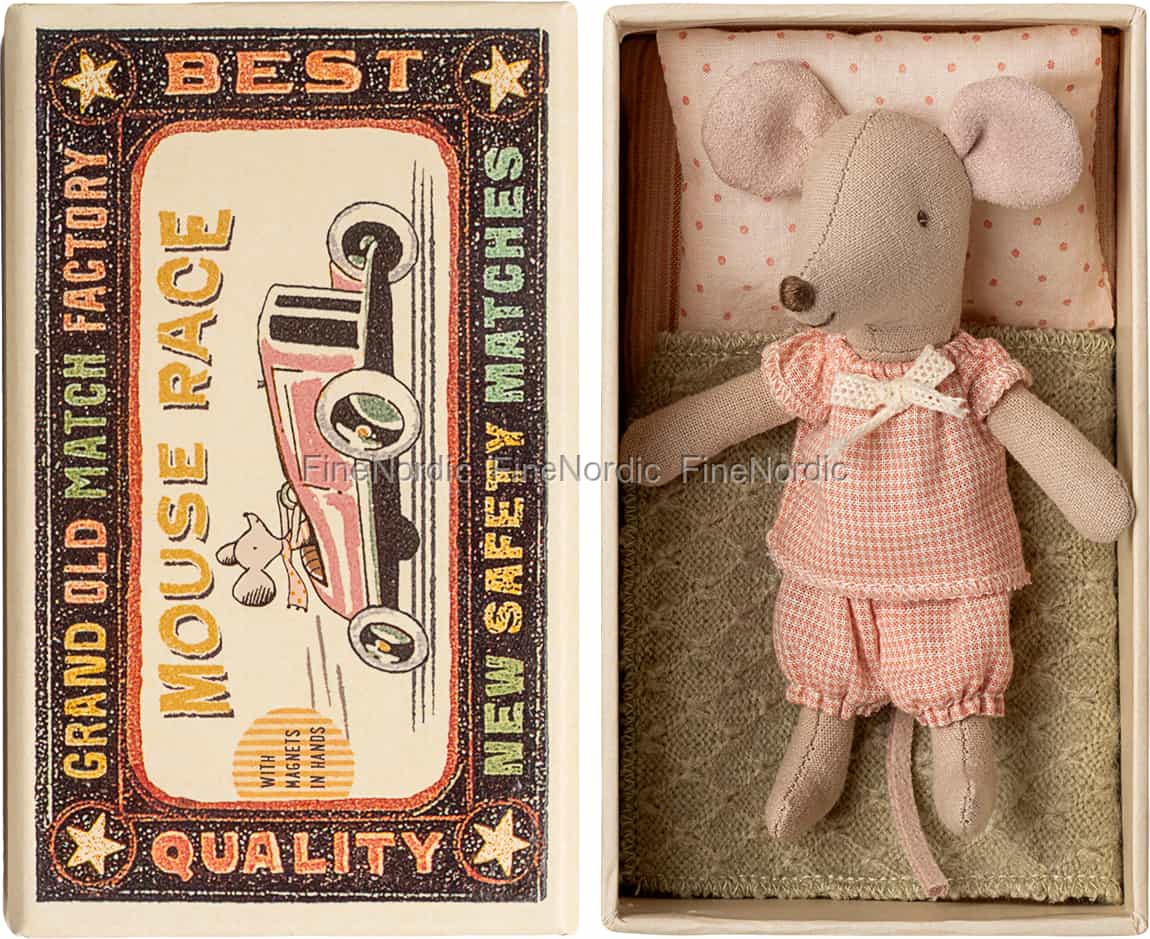 Maileg Little Sister Mouse in Matchbox - with Magnetic Hands