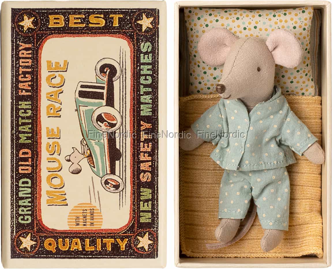 Maileg Little Brother Mouse in Matchbox - with Magnetic Hands