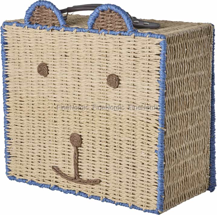 Rice Paper Rope Suitcase - Bear Shape - Blue Details