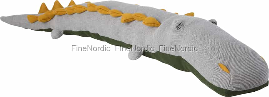 Rice Kids Knitted Crocodile Toy - Back Spikes - Grey
