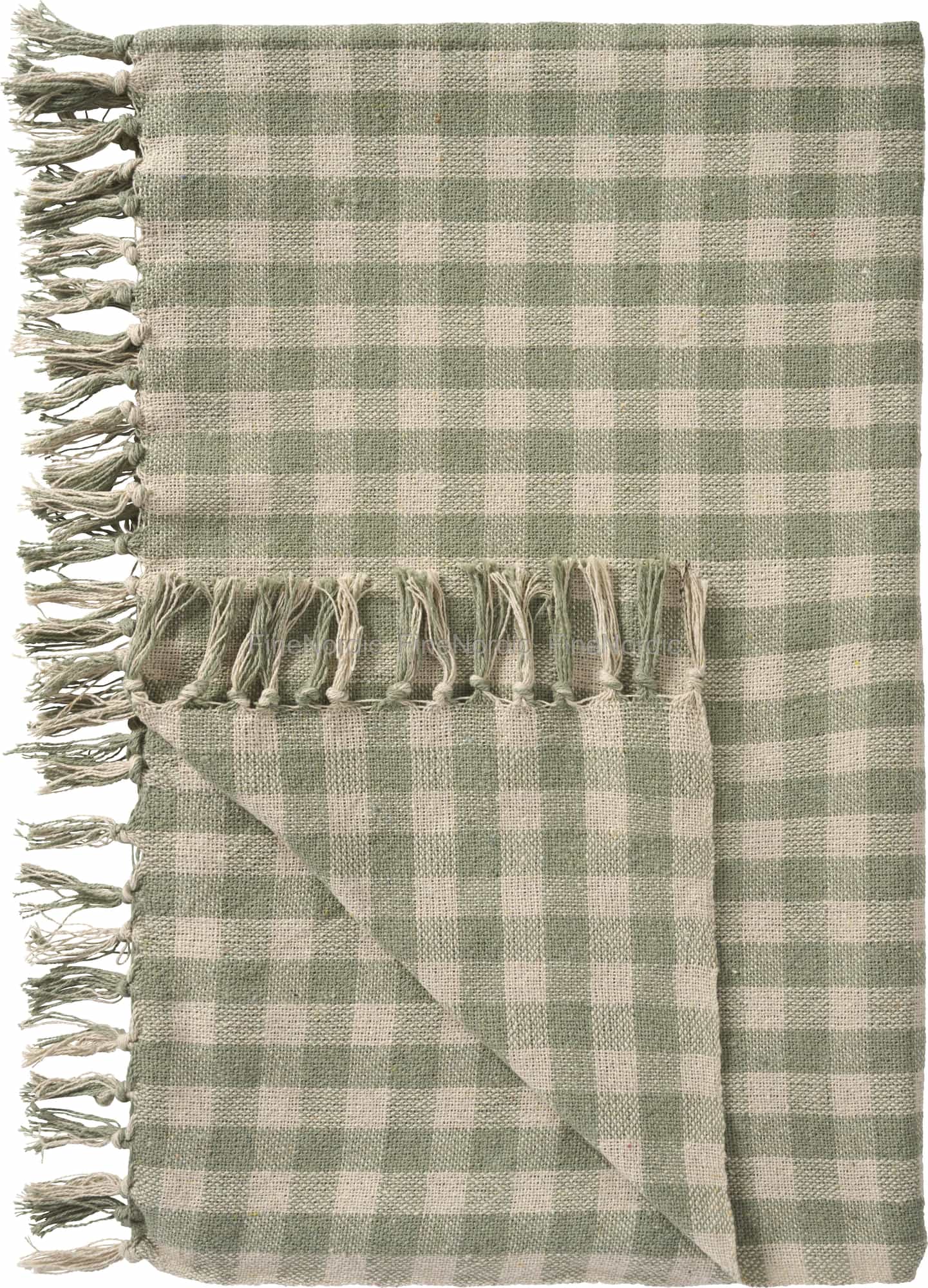 Ib Laursen Throw - Natural/Dusty Green Checks 130 x 160 cm