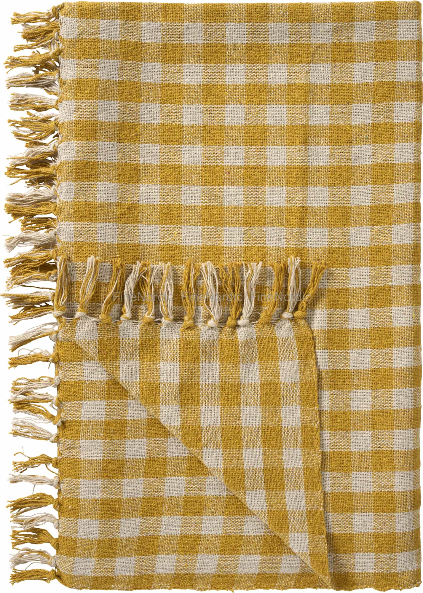 Ib Laursen Throw - Natural/Yellow Checks 130 x 160 cm