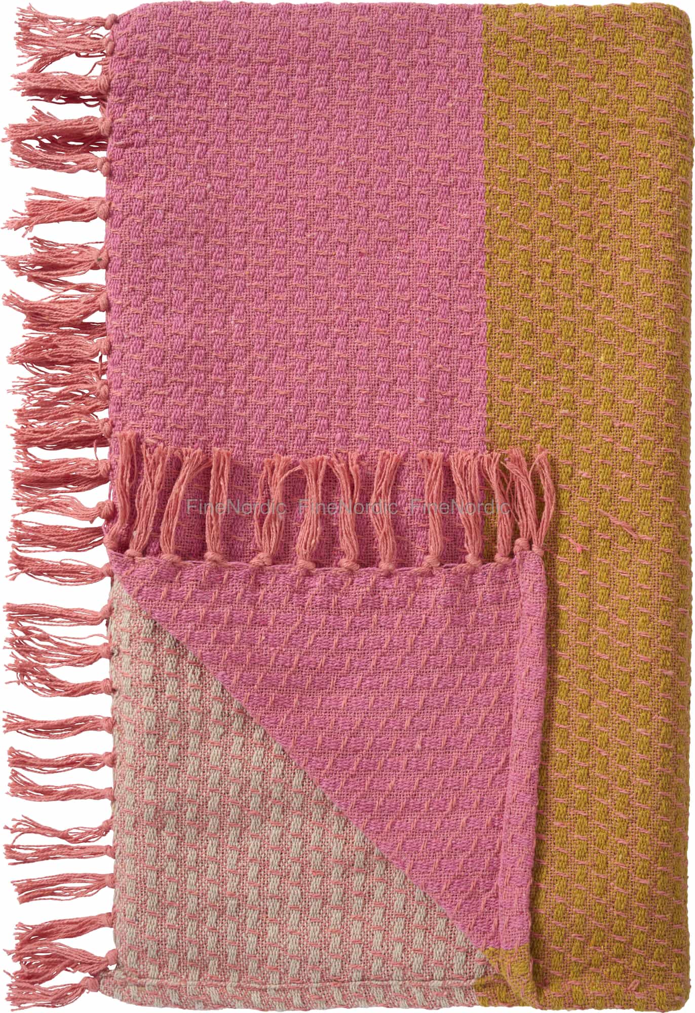 Ib Laursen Throw - Pink, Orange, Natural and Yellow Stripe Pattern 130 ...