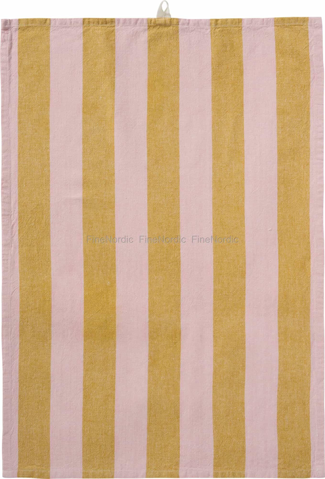 Ib Laursen Tea Towel "Linus" Mustard and Light Pink Wide Stripes